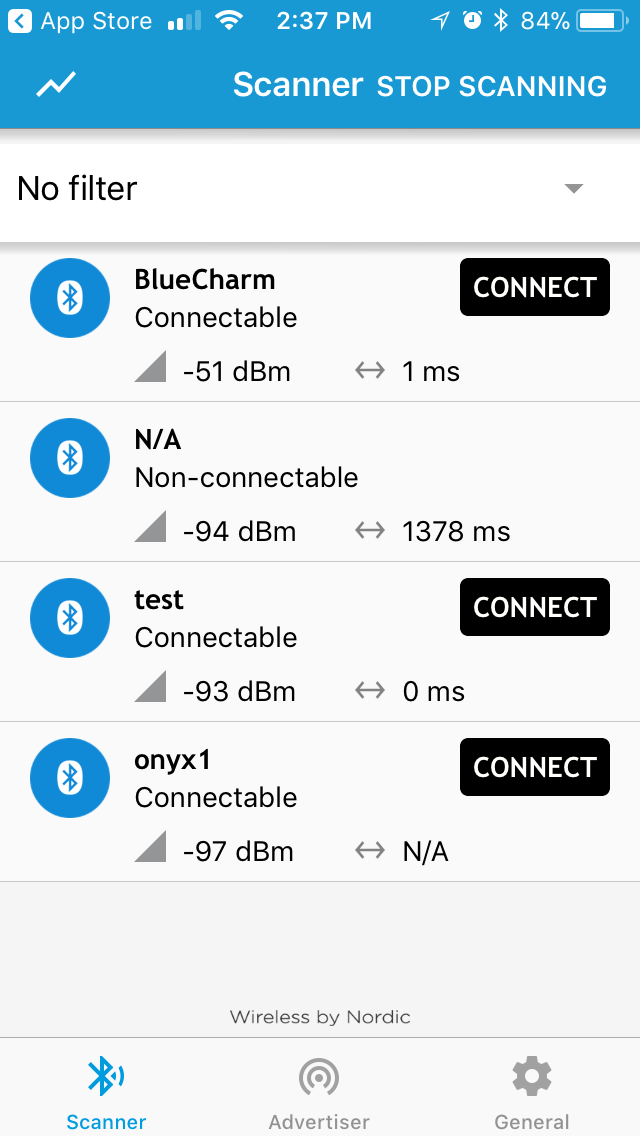 2- Main Screen Showing BlueCharm Beacon – Blue Charm Beacons