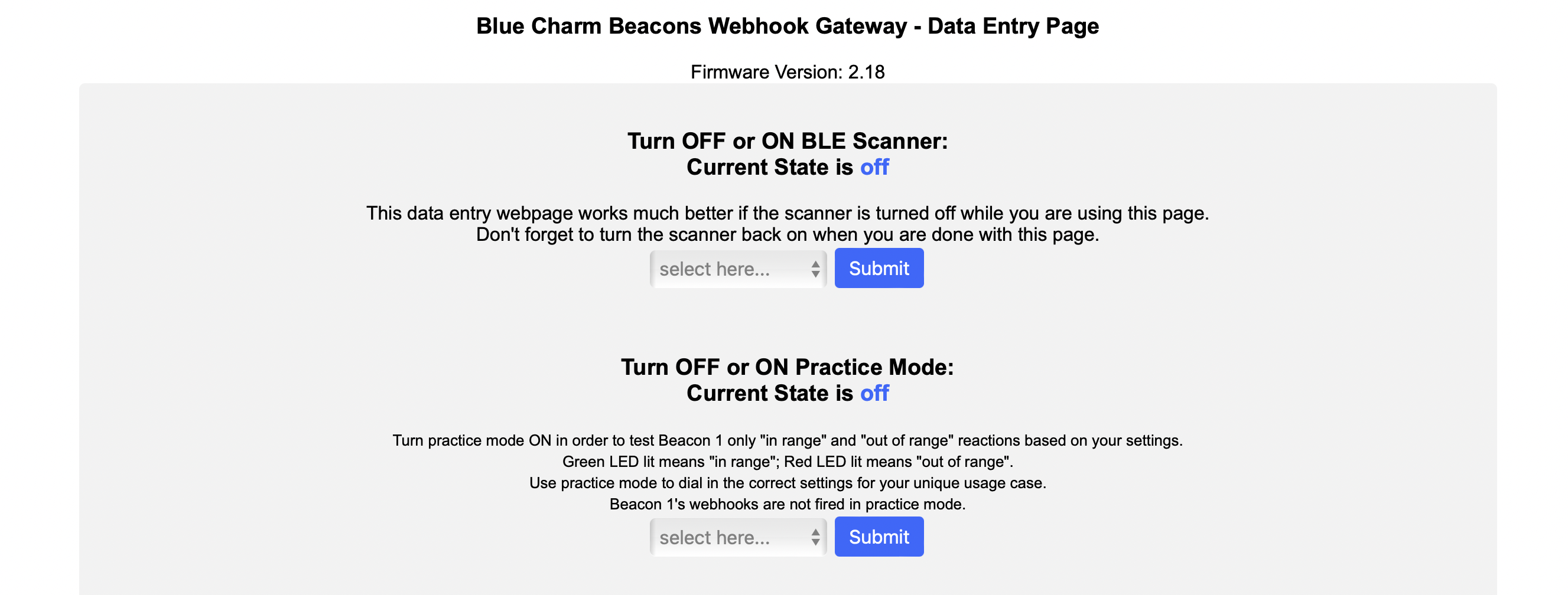 Practice Mode Setting Screenshot – Blue Charm Beacons