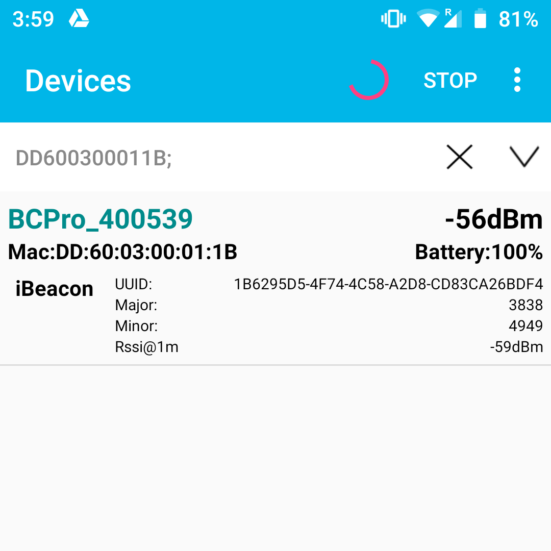 1 initial screen – Blue Charm Beacons