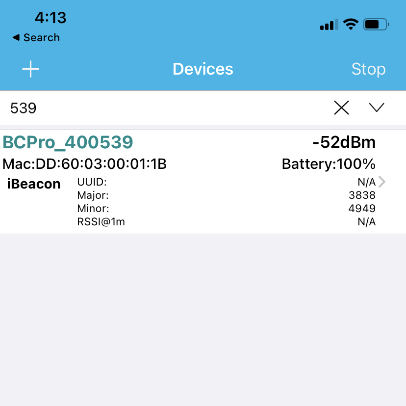 1 initial screen – iOS – Blue Charm Beacons