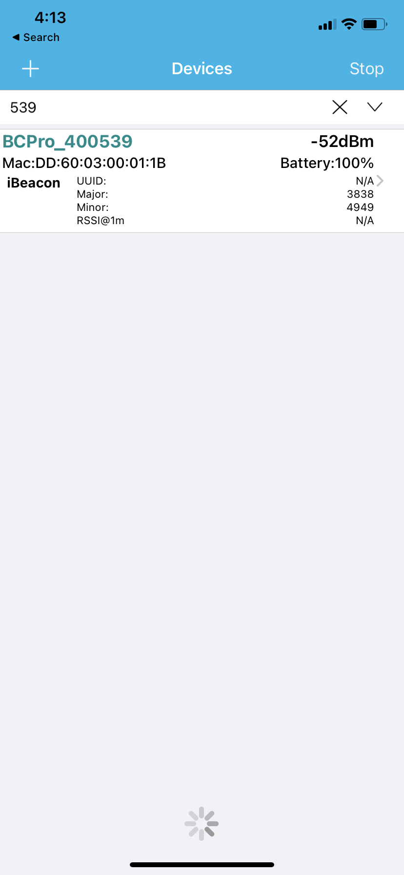 1 initial screen – iOS – Blue Charm Beacons