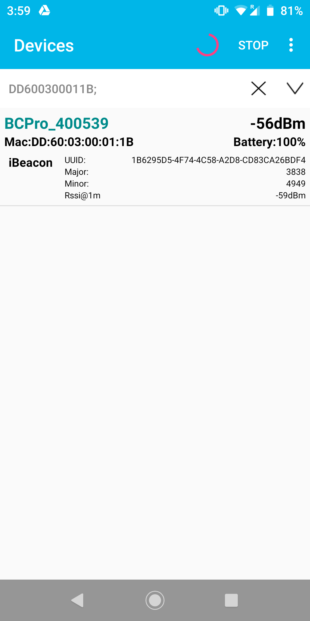 1 initial screen – Blue Charm Beacons