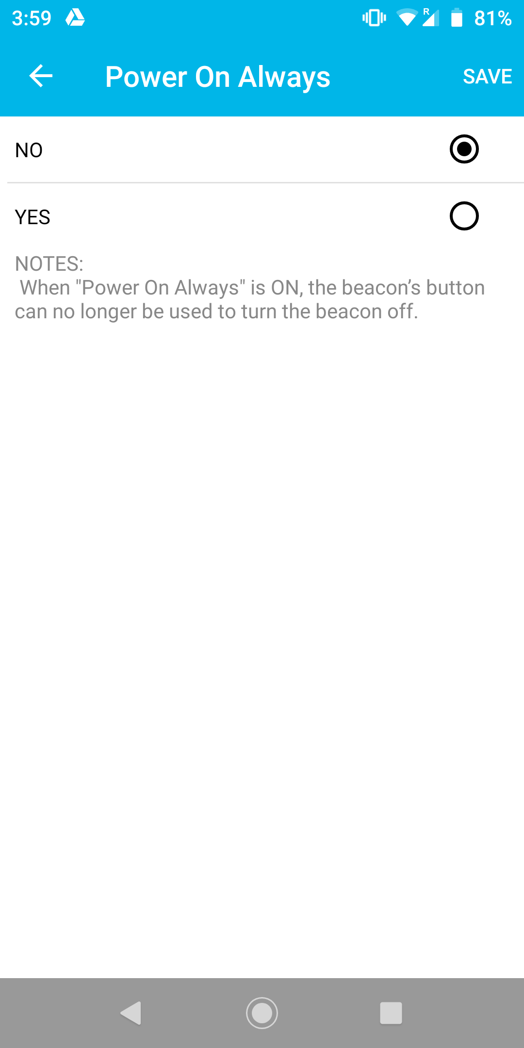 6 power on always – Blue Charm Beacons