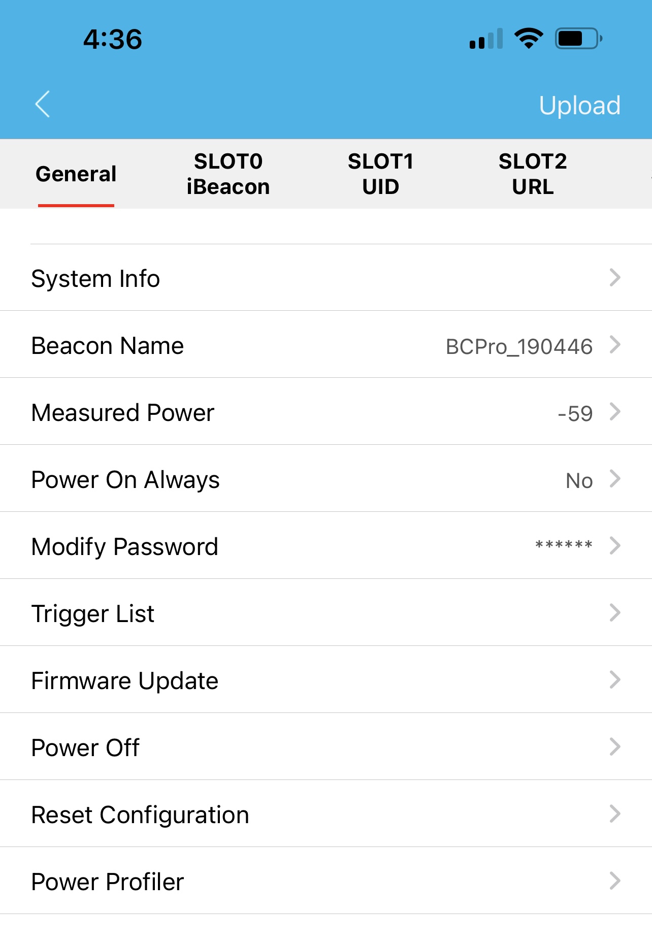 BC05 general screen – Blue Charm Beacons