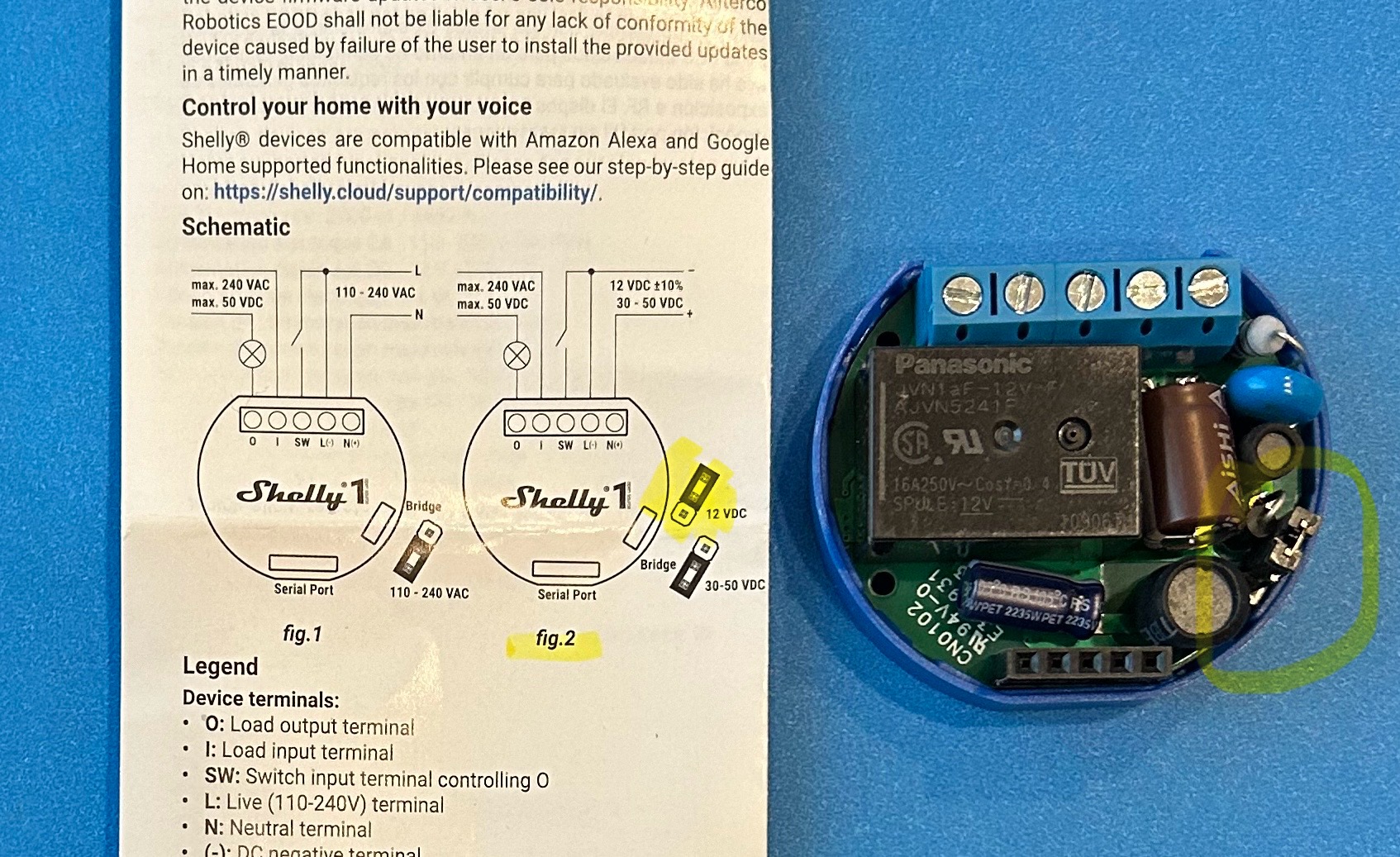 Shelly 1 relay inside – Blue Charm Beacons
