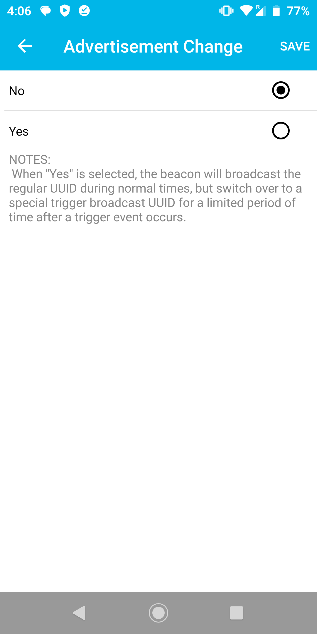 adv change or not – Blue Charm Beacons